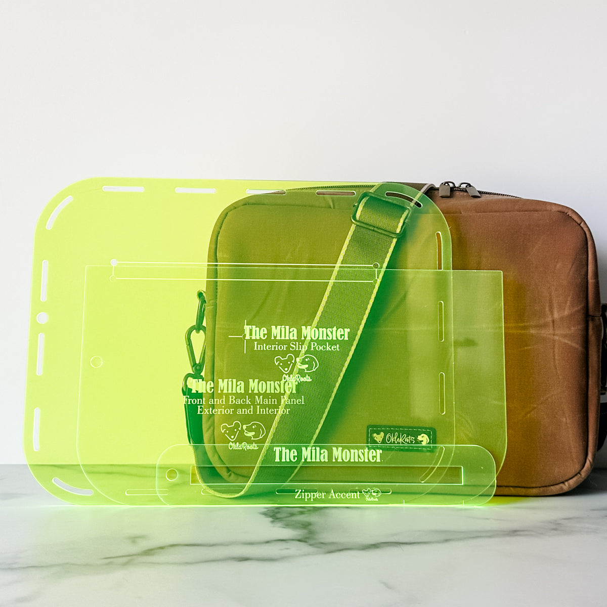 The Mila Monster - Set of 3 - Neon Green - Acrylic Template – OklaRoots