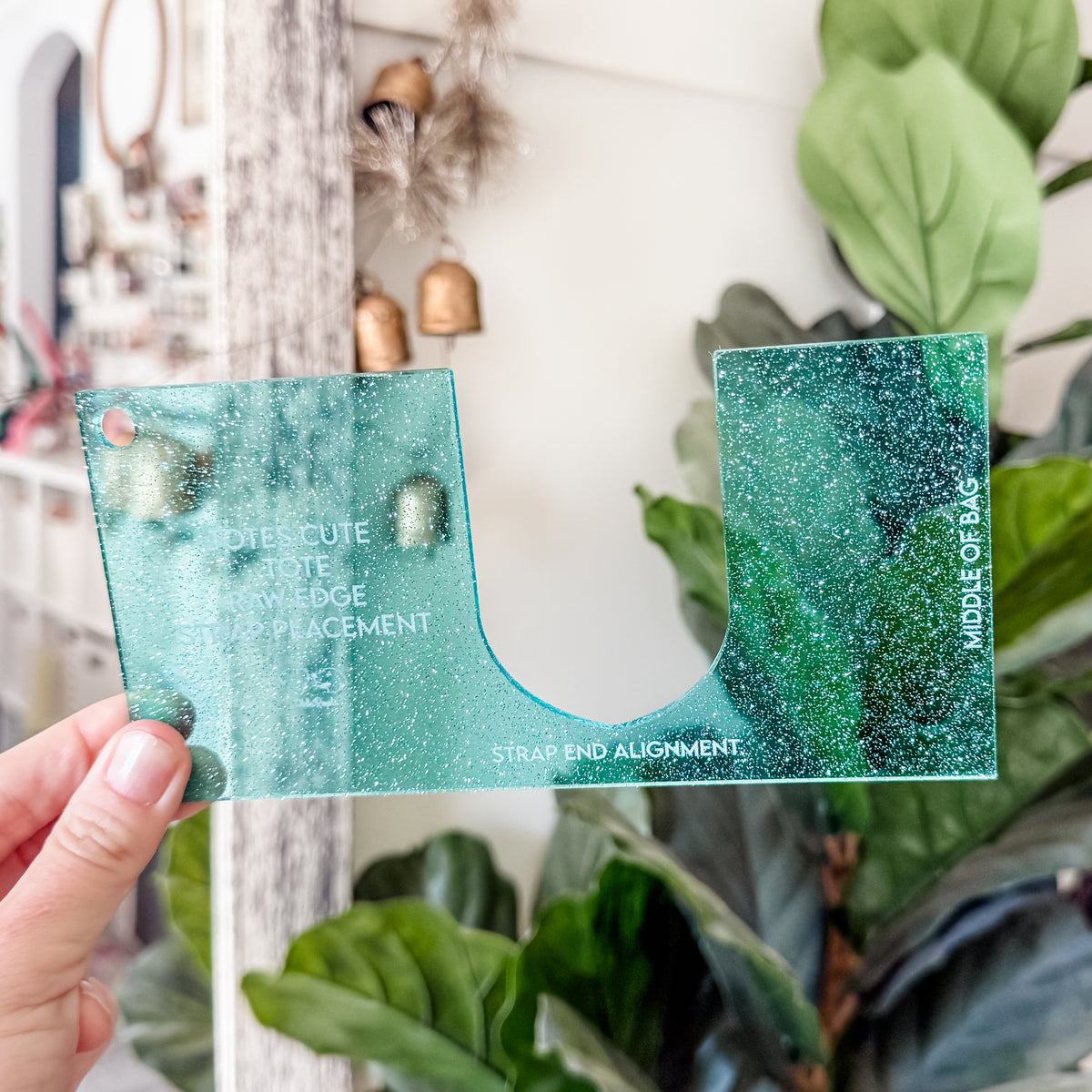 Totes Cute Tote Handle Guide - Set of 2 - Glitter Aqua - Acrylic Templ ...